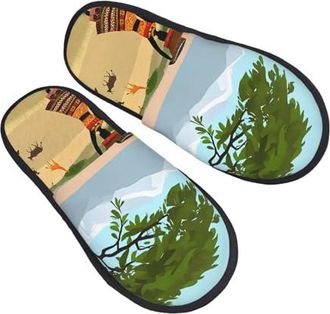Generic Pantoufles imprim&eacute;es &laquo; Femmes africaines dans un paysage de montagne &raquo; pour femmes, chaussures dint&eacute;rieur et dext&eacute;rieur &agrave; semelle douce et moelleuse
