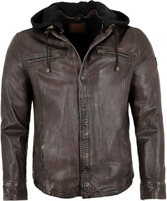 Redpoint Lederjacke Overshirt/M Redpoint - Herren Lederjacke Lammnappa Kapuze dunkelbraun