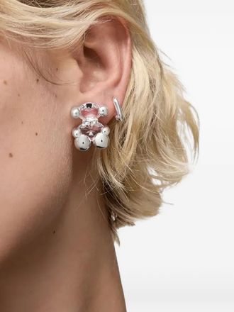 Tous boucles doreilles serties de cristaux - Argent