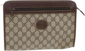 Gucci Sac clutch Gg supreme Pre-owned - Femme - Pre-owned - Beige - Taille: ONE Size