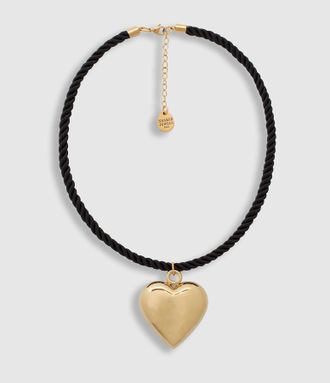 Shaker Jewels Collier Coeur Cordon Noir