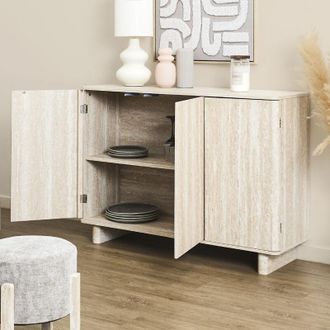 The Home Deco Factory Buffet - Home Deco Factory - Pietra - 3 Portes - Blanc Et Beige