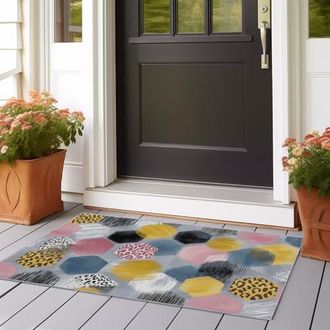 Generic Multicolore Tapis Doux et Moelleux, G&eacute;om&eacute;trie Hexagone Assemblage Tapis Design &agrave; Poil Ras Doux pour Salle &agrave; Manger Chambre Adulte et Ado 120 x 180 cm