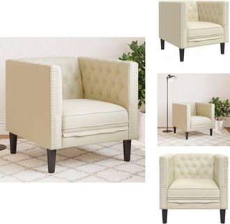vidaXL Chesterfield-Sessel Creme Kunstleder - Chesterfield-Sessel - Chesterfield Sessel - Chesterfield Clubsessel - Chesterfield Loungesessel