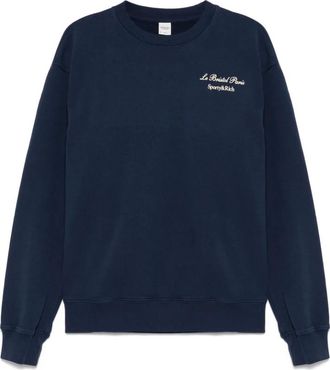 Sporty & Rich Femme, Sweatshirts et sweats &agrave; capuche, Bleu, Taille: 40 FR Navy Blue Logo Print Sweater