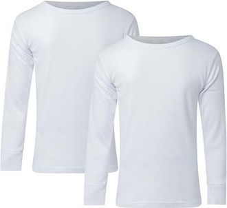 Bonjour Lot de 2 T-shirts thermiques &agrave; manches longues pour homme - Sous-v&ecirc;tements de base chauds - S/M/L/XL/XXL, blanc, XL