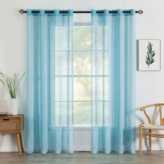 Miulee Sheer Voile Vorhang Weihnachtsdeko mit Ösen Transparente Optik Gardine Ösenvorhang Ösenschal Transparent Durchsichtig für Schlafzimmer Wohnzimmer 140x