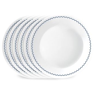 Corelle Corelle 6 Stück 21,6 cm Lunch-Teller, Vitrelle Dreilagiges Glas, leichte runde Teller, Salatteller, splitter- und kratzfest, mikrowellen- und spülmasc