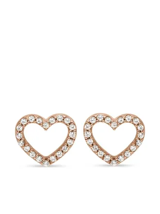 VEYNOU 14kt Heart Rotgoldohrstecker mit Diamanten - Rosa