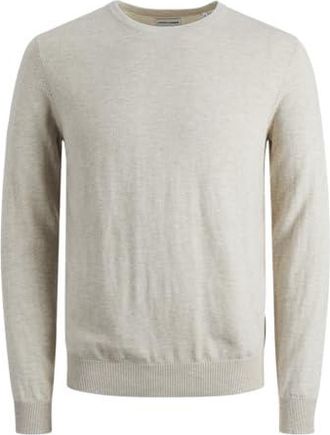 Jack & Jones Jjeemil Knit Crew Neck Noos Homme JJEEMIL COL ROND EN MAILLE NOOS, Oatmeal/Detail:melange, XS