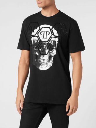 Philipp Plein T-shirt en coton avec imprim&eacute; Skull et logo Hexagon en strass