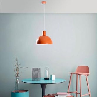 Opviq Stylish Orange Chandelier, Adjustable Height 28-117 cm, Metal Body, Ø30 cm Shade, E27 Socket, Perfect for Modern Living Spaces, Elegant Design
