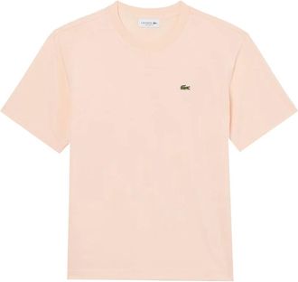 Lacoste Femme, Tops, Rose, Taille: 36 FR T-shirt Coupe D&eacute;contract&eacute;e en Coton Doux