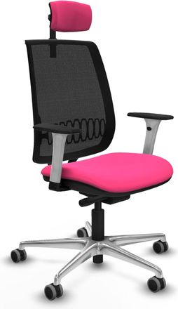 Piqueras y Crespo Ergonomischer Stuhl Rosa Alares mit wei&szlig;en und schwarzen Armlehnen, h&ouml;henverstellbare Lendenwirbelst&uuml;tze und h&ouml;henverstellbares Kopfteil, Schwarz/Rosa