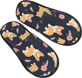 Generic Pantoufles Unisexes Corgi Souriant Kawaii Chaussons Femme Doubl&eacute;es En Peluche Confort Pantoufles DExt&eacute;rieur, Pour Hommes, Mariage, Femmes, L