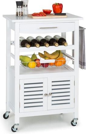 Klarstein Louisiana chariot de service chariot de cuisine 5 plateaux bois - blanc - Klarstein