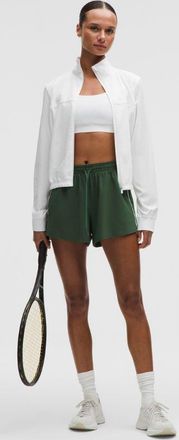 lululemon Short d&eacute;contract&eacute; l&eacute;ger taille haute Doublure longue pour Femmes - 8 cm - Blanc - Taille 10