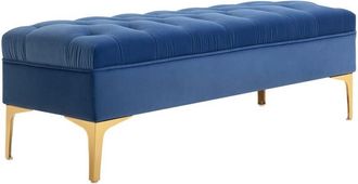 HOMCOM Sitzbank, Bettbank, Schuhbank mit erhöhten Beine, Schlafzimmer, Samt Blau 118 x 45 x 42 cm - Homcom