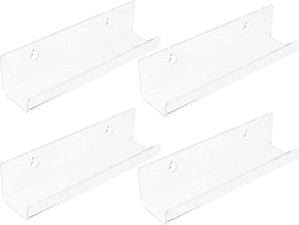 NUOBESTY 4 St&uuml;ck Transparentes Acryl Schallplatten Regal Wandhalterung Praktisches Vinyl Aufbewahrungsrack f&uuml;r Moderne Wanddekoration Platzsparend und Stilvoll