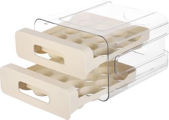 SOLUSTRE AKOOSY Stapler Eierbeh&auml;lter Kunststoff Aufbewahrungsbox f&uuml;r K&uuml;hlschrank Transparent Frische Eier Organizer mit Geruchstrennenden F&auml;chern und Rutschfes