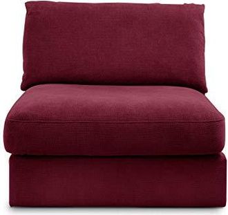 Cavadore Sofa-Modul Fiona Sitzelement mit Rücken / XXL- Sessel mit Rückenlehne / 94 x 90 x 112 / Webstoff burgunder-rot