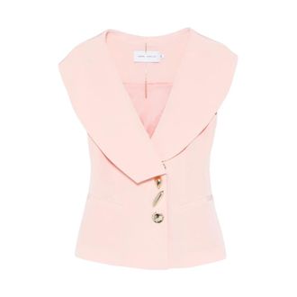 Simona Corsellini Femme, Blouses et Chemises, Rose, Taille: 44 FR Sculpted-Button Shawl-Lapel Waistcoat