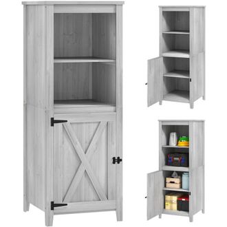 OUTSUNNY Gartenschrank Holz, Ger&auml;teschuppen wetterfest 60x60x160cm, Ger&auml;tehaus mit T&uuml;r, h&ouml;henverstellbar Ablagen, Abschlie&szlig;bar Ger&auml;teschrank