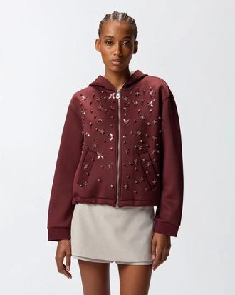 Pinko Pinko, Femme, Sweatshirts et sweats à capuche, Rouge, Taille: 38 FR SweaT-shirt zippé Arama de Pinko