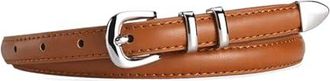 Generic 1 ceinture en cuir pour femme de 1,4 x 105 cm, boucle ardillon argentée réglable, marron, peut être portée avec des jeans, des robes et des tenues déc