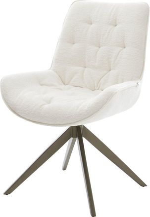 DELIFE Esszimmerstuhl Taimi-Flex Kreuzgestell breit Effektfinish Titan Bouclé Soft Beige 360° drehbar Wippfunktion