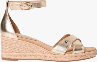 Tommy Hilfiger Espadrilles compens&eacute;es en cuir m&eacute;tallis&eacute;