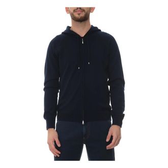 Gran Sasso Kapuzen-Cashmere-Cardigan mit Rei&szlig;verschluss - - Knitwear - Herren - Blau - M
