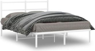 vidaXL Vidaxl - Cadre de lit m&eacute;tal sans matelas et t&ecirc;te de lit blanc 140x190 cm