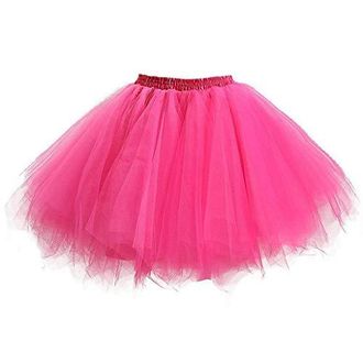 Generic Jupes en tulle multicouches pour fille - Jupe en maille - Taille haute - Style classique - Princesse - Costume de f&ecirc;te, rose vif, One Size