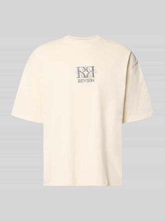 Review T-Shirt mit Label-Stitching und Rundhalsausschnitt