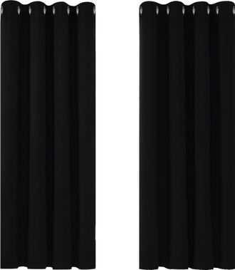 Deconovo Verdunkelungsvorhang K&auml;lteschutz Gardinen Schlafzimmer K&auml;lteschutzvorhang Blickdicht, 138x117cm(H&ouml;hexBreite), Schwarz, 2er Set