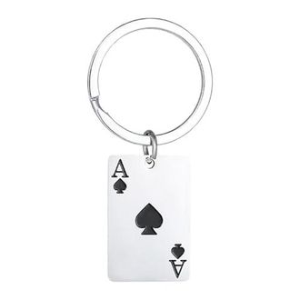 Generic Petit porte-cl&eacute;s, pendentif en forme de carte de poker en alliage de zinc, porte-cl&eacute;s cr&eacute;atif en m&eacute;tal avec pique rouge, breloque de sac &agrave; dos, sac &agrave; 