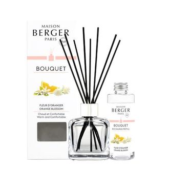 Maison Berger Bouquet Parfum&eacute; - Modele Gla&ccedil;on Transparent - 6 Brins Noirs - 21 cm - Recharge de 100 millilitres Incluse - Dur&eacute;e de Diffusion 4 &agrave; 6 semaines (Fleur d
