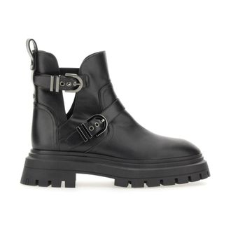 Stuart Weitzman Cutout Buckle Leder-Stiefeletten - - Shoes - Damen - Schwarzk - 37 EU