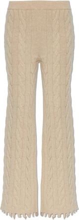 Akep Wollhose mit dekorativem Webmuster - - Trousers - Damen - Beige - S