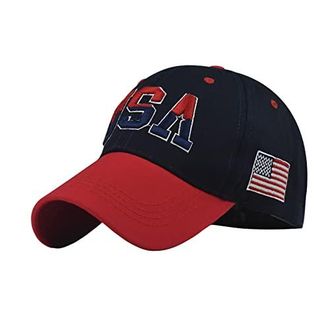 Generic Cocila Hommes Femmes Neutre Summer America Drapeau Casquettes De Baseball Chapeau RéGlable VisièRes Casquette Tartan (Navy One Size) Cagoule pour Casq