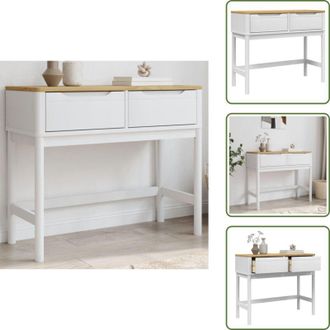 vidaXL Konsolentisch FLORO Wei&szlig; 89,5x36,5x73 cm Massivholz Kiefer - Konsolentisch - Wohnzimmerm&ouml;bel - Sidetable - Wei&szlig;es M&ouml;belst&uuml;ck - Massiver Holzm&ouml;bel