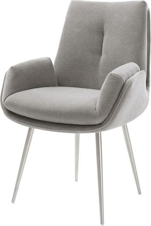 DELIFE Polsterstuhl Clea-Flex 4-Fu&szlig; konisch Edelstahl Strukturstoff Soft Grau