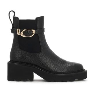 Kazar Bottines en cuir textur&eacute; avec bride amovible - Femme - Chaussures - Noir - Taille: 40 EU