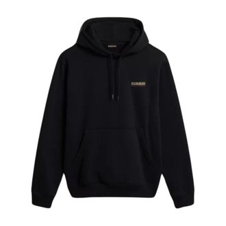 Napapijri Schwarzer Baumwollkapuzenpullover Geb&uuml;rsteter Pullover - - Sweatshirts & Hoodies - Herren - Schwarzk - S