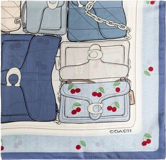 Coach Femme, Accessoires, Bleu, Taille: ONE Size Foulard en soie