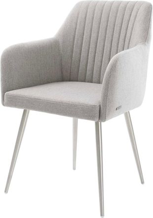 DELIFE Armlehnstuhl Greg-Flex 4-Fu&szlig; konisch Edelstahl Stripes Hellgrau