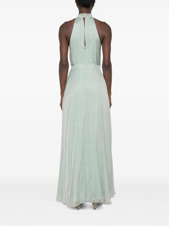 Raquel Diniz Pleated Halter Dress - Green