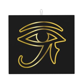 Generic Abtropfmatte Goldenes &Auml;gyptisches Horusauge (Ankh) Trockenmatte Saugf&auml;hige Wendbare Abtropfmatte F&uuml;r Geschirr, F&uuml;r K&uuml;che, Weingl&auml;ser, Besteck, 41x46cm