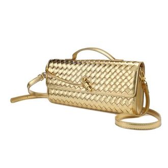 Generico Pochette tiss&eacute;e en cuir PU pour femme, sac &agrave; bandouli&egrave;re, sac de soir&eacute;e formel, mariage, f&ecirc;te, or